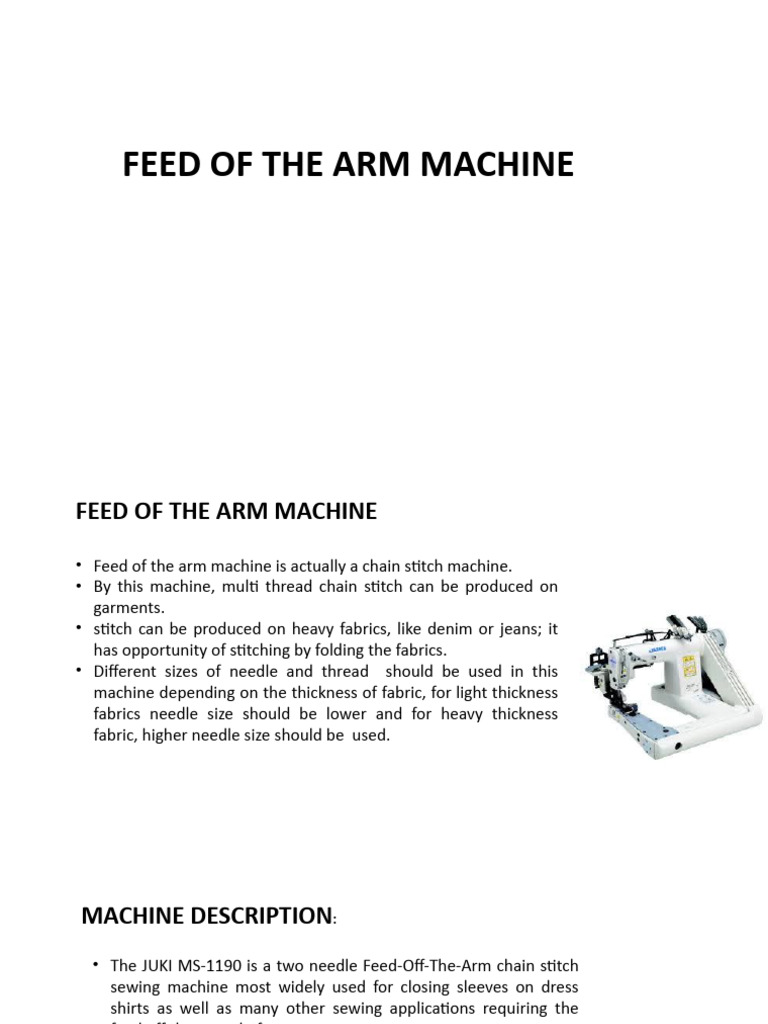Feed of the Arm Machine Overview | PDF | Sewing Machine | Seam (Sewing)