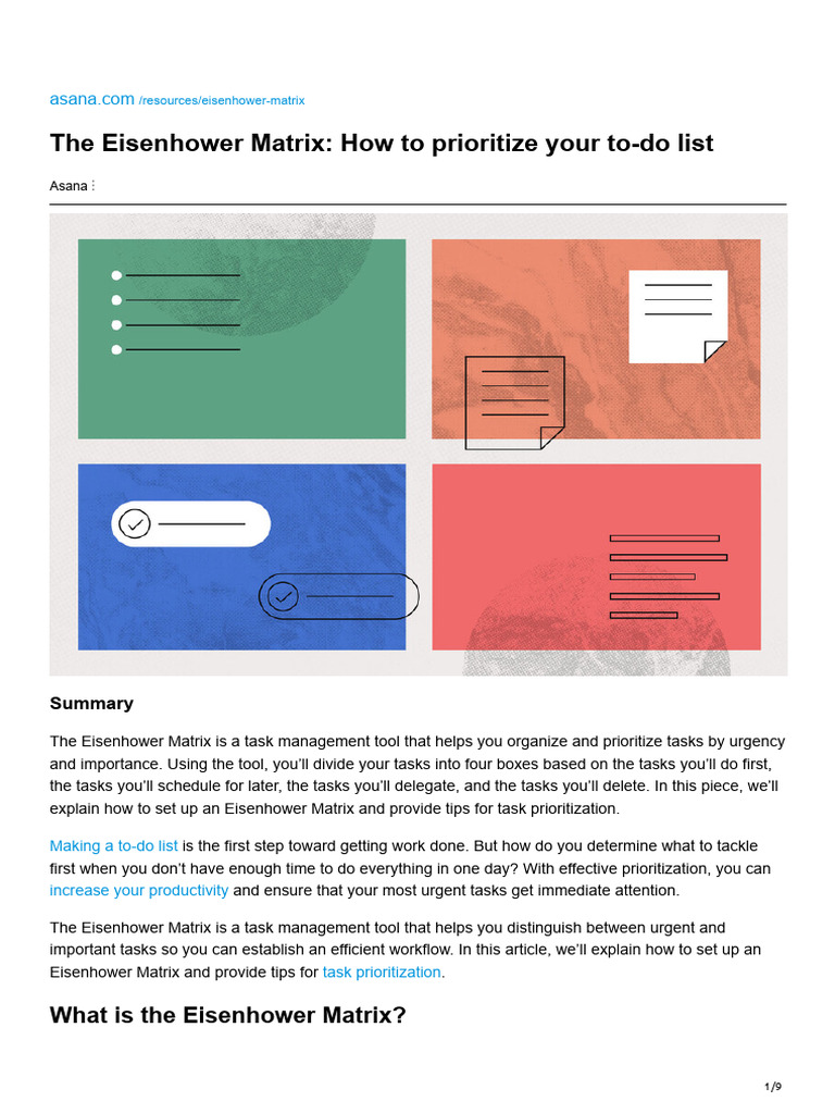 The Eisenhower Matrix How To Prioritize Your To-Do List | PDF | Time ...