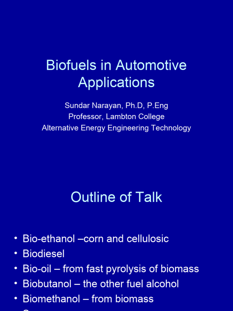 Biofuels For Vehicles | Download Free PDF | Biodiesel | Biofuel