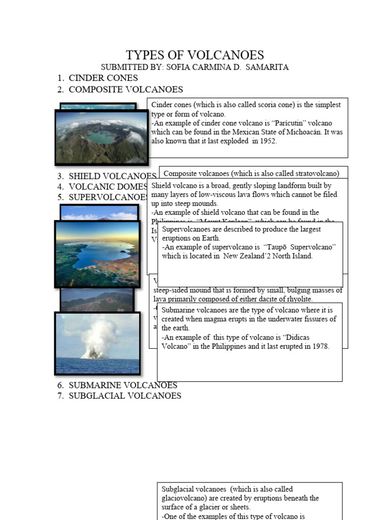 Types of Volcanoes | PDF | Volcano | Types Of Volcanic Eruptions