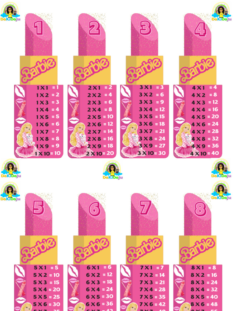 Tablas de Multiplicar de BARBIE | PDF