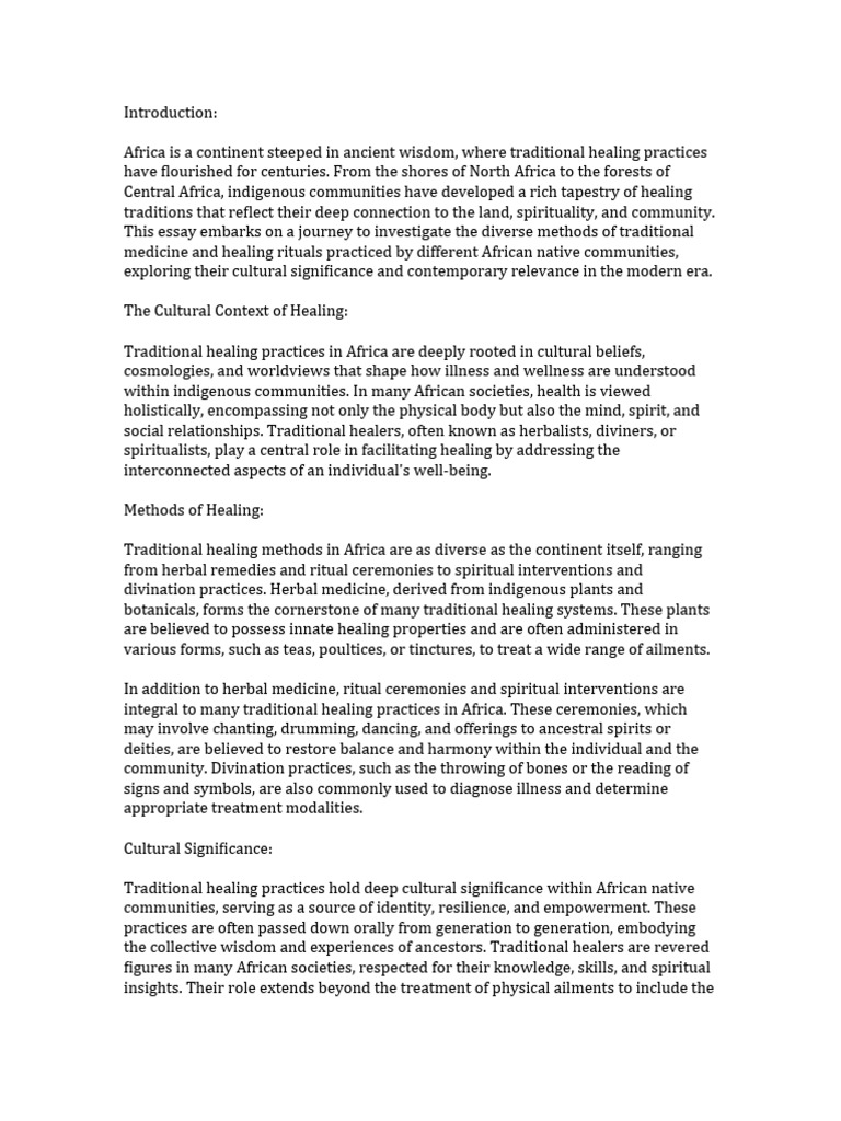Africa. Healing Traditions | PDF