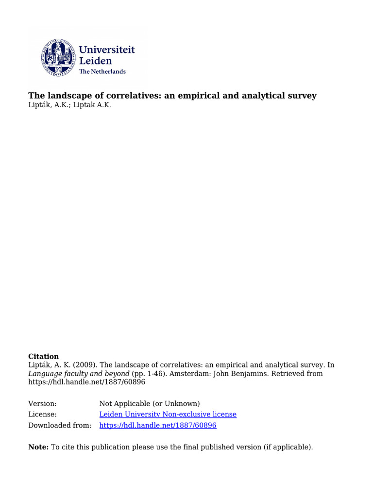 1887 - 60896-The Landscape of Correlatives - An Empirical and Analytical Survey | PDF | Clause ...