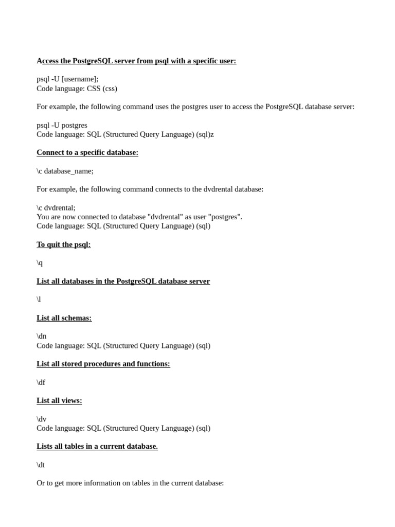 Acess the postgresql | PDF | Sql | Postgre Sql