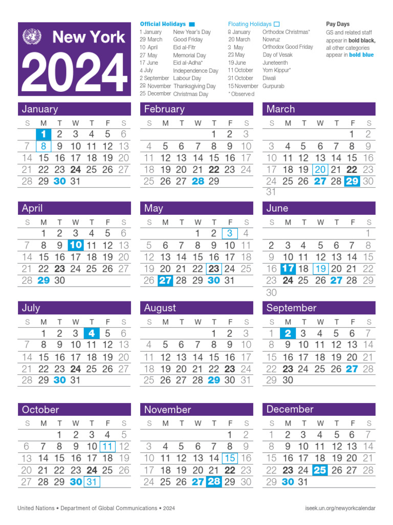 Newyorkcalendar 2024 | PDF | Holidays | Traditions