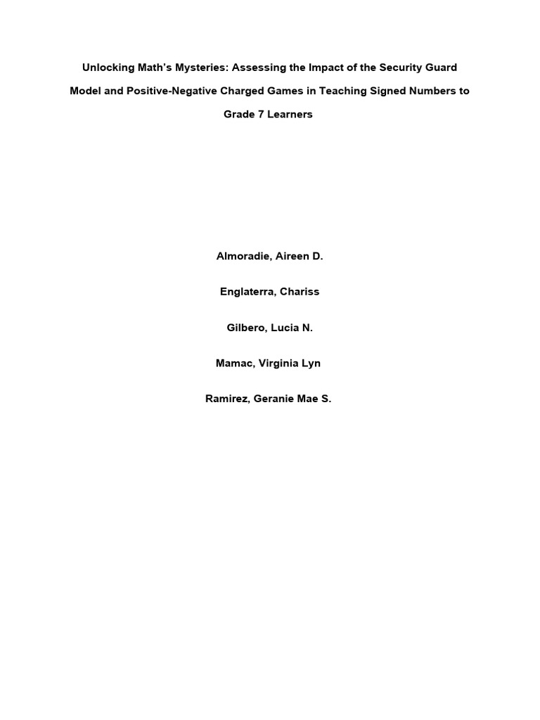 Action Research Proposal Math GroupADGMR | PDF | Learning | Mathematics