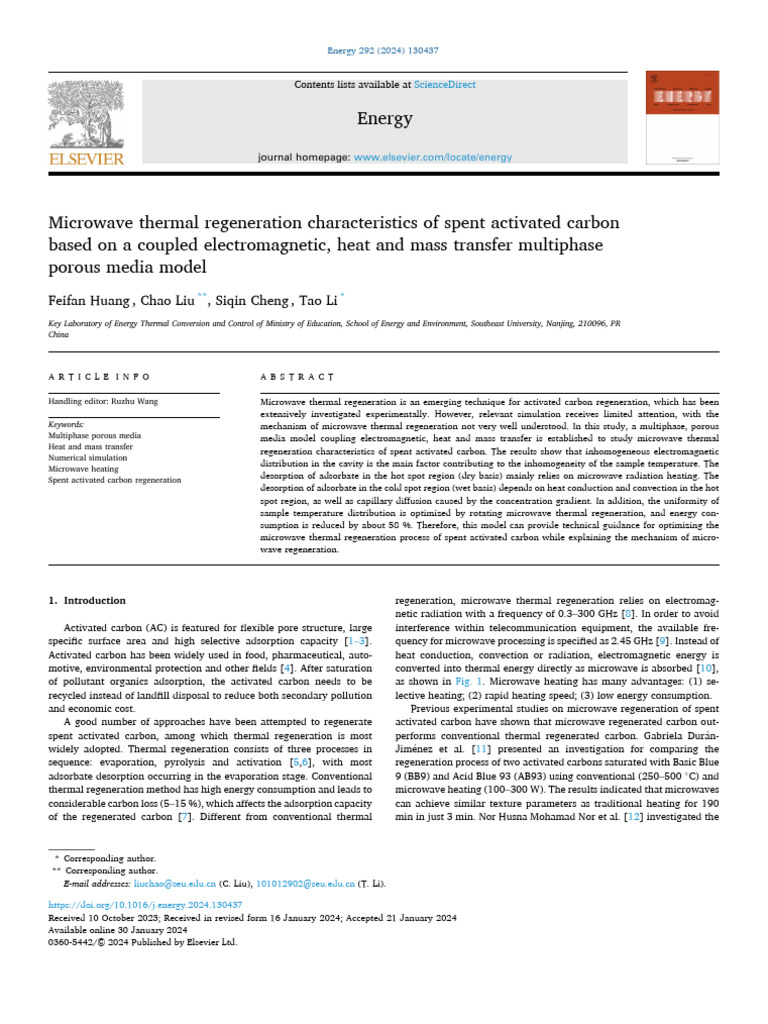 Microwave-thermal-regeneration-characteristics-of-spent-activated-ca_2024_En | PDF | Adsorption ...