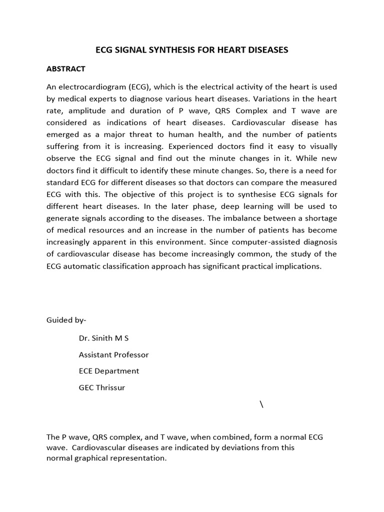 Abstract-Ecg Signal Synthesis | PDF | Electrocardiography ...