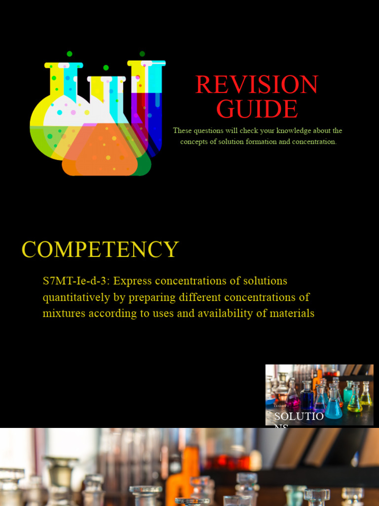 ET1Solutions Revision Guide | PDF | Concentration | Solubility
