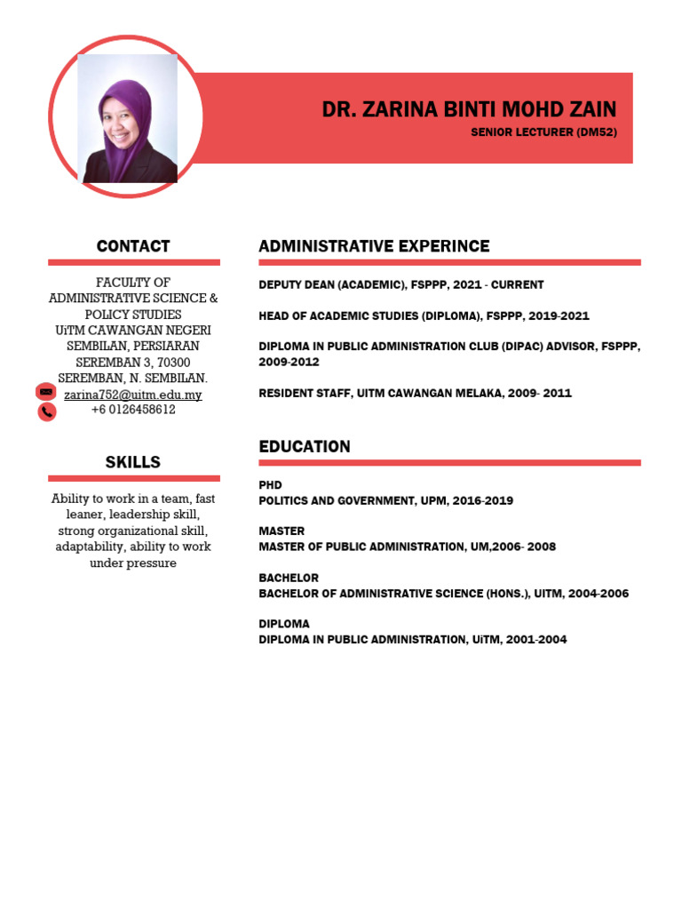 CV-DR Zarina Mohd Zain (Am110) | PDF