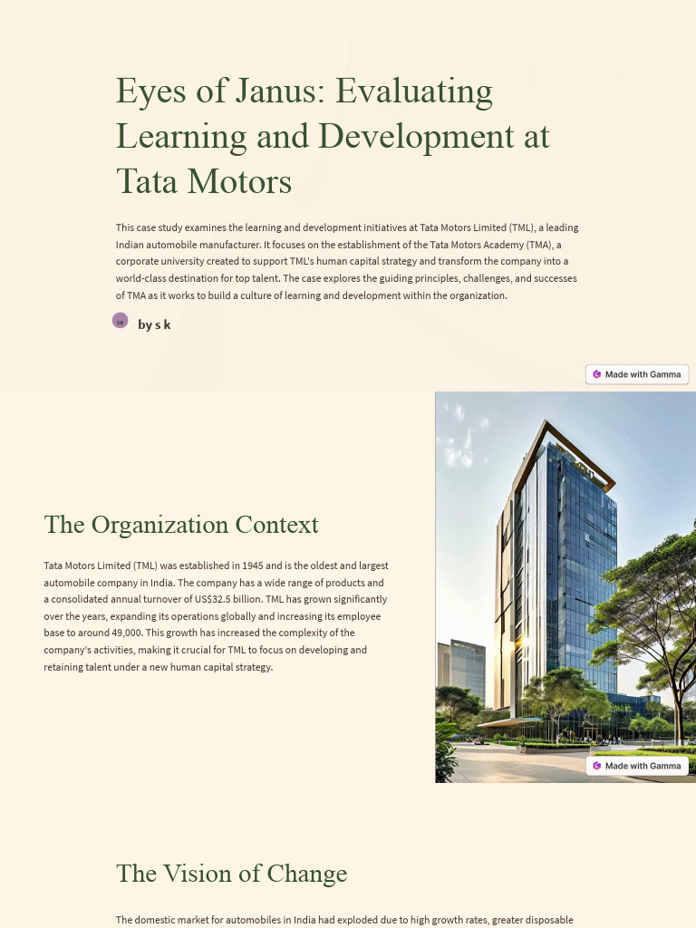 Eyes of Janus Evaluating Learning and Development at Tata Motors | PDF | Strategic Management ...