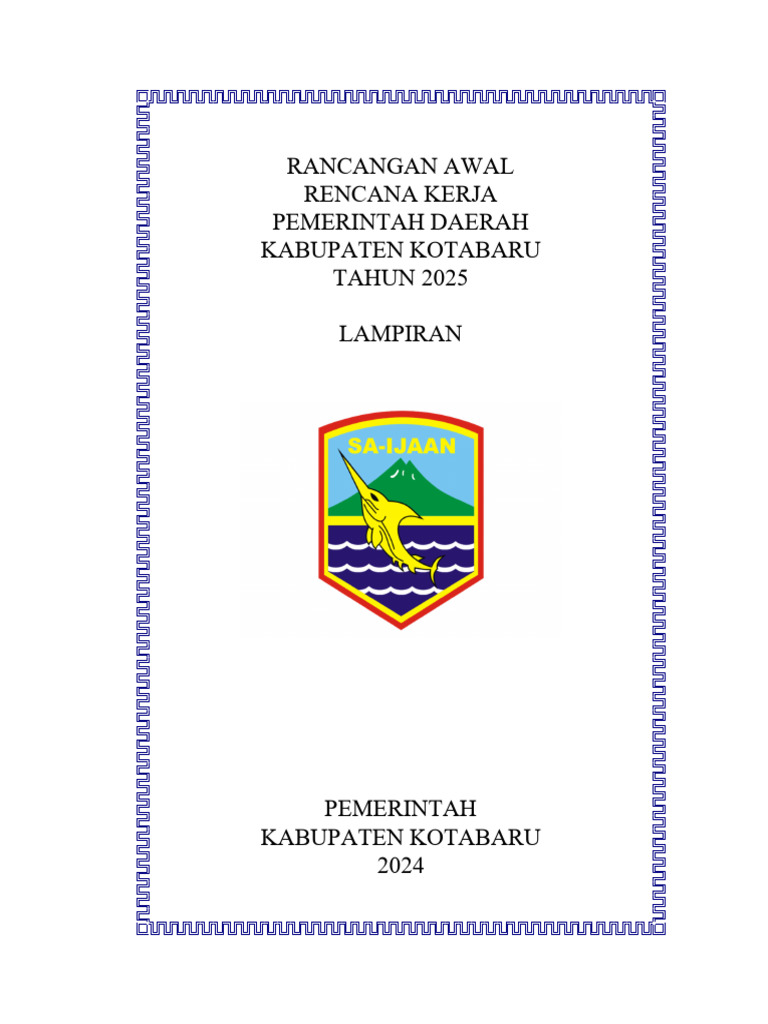 Ranwal RKPD Kotabaru 2025 - Lampiran | PDF