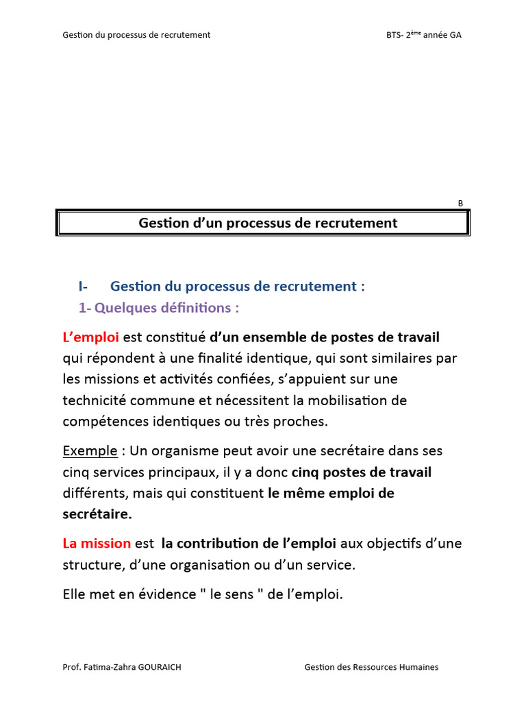 Gestion Du Processus de Recrutement | PDF | Recrutement | Gestion des ...