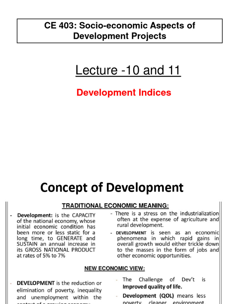 CE403 Lecture10 11 Development Index | PDF | Gross Domestic Product ...