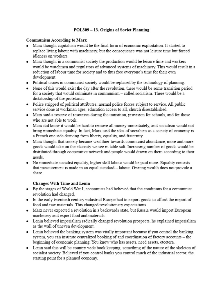 POL309_-_13._Origins_of_Soviet_Planning | PDF | Communism | Socialism
