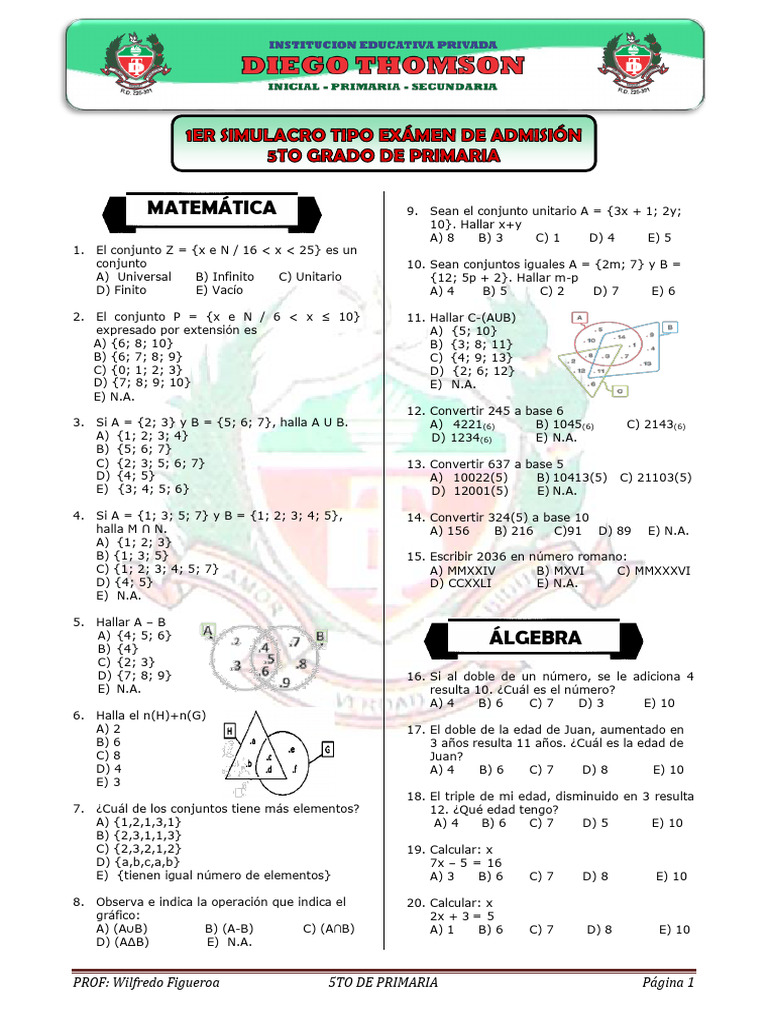 Primaria - 5to Grado | PDF