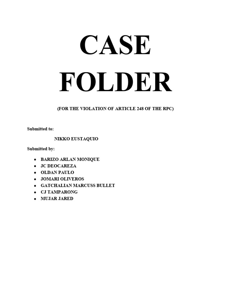 Case Folder Murder | PDF | Affidavit | Prosecutor
