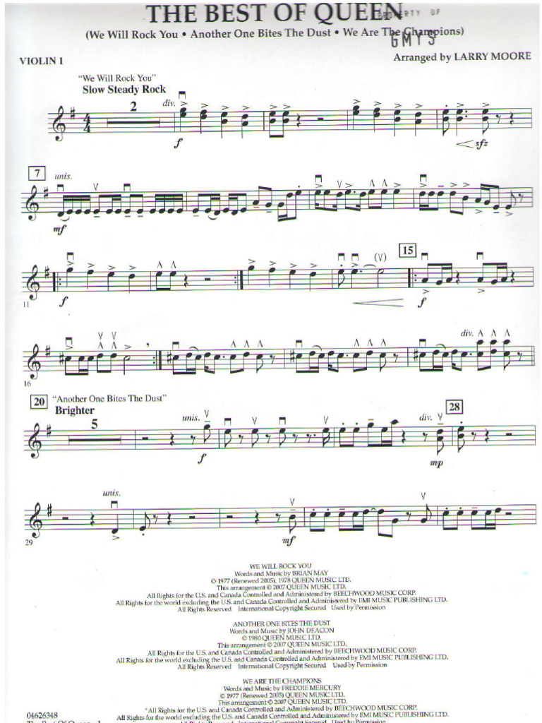 Queen Medley Violin I | PDF
