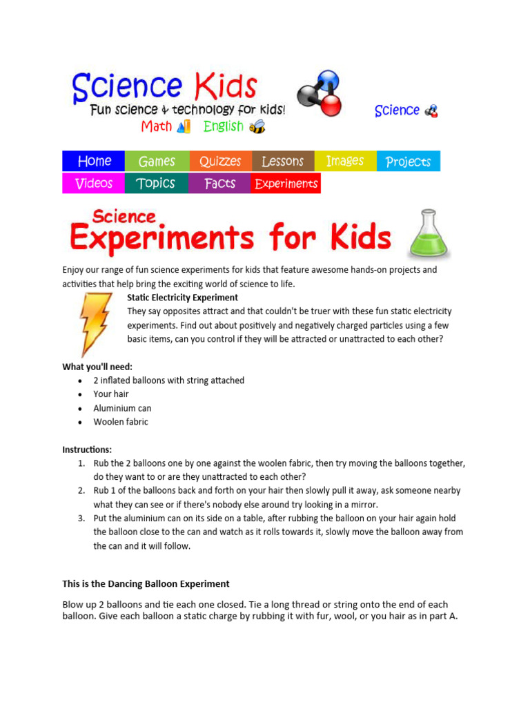 Dancing balloon experiment | PDF | Electric Charge | Balloon