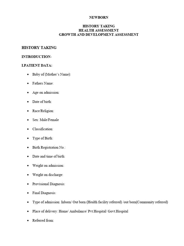 Newborn-History Taking Physical Assessemnt and Growth and Development ...