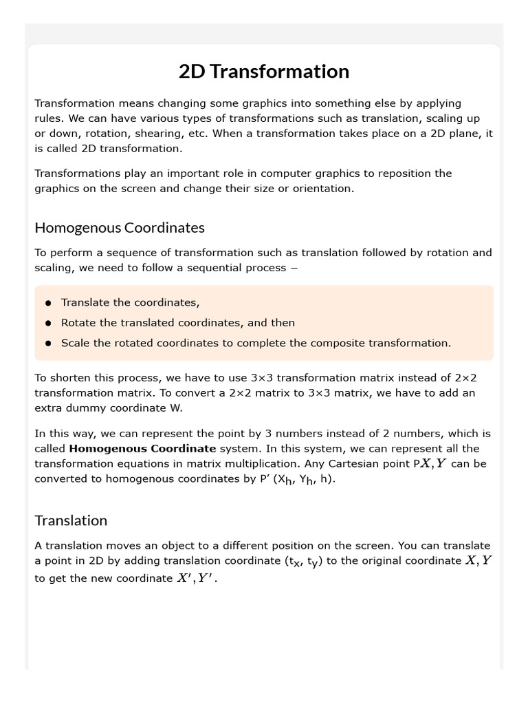 2D Transformation | Download Free PDF | 2 D Computer Graphics ...