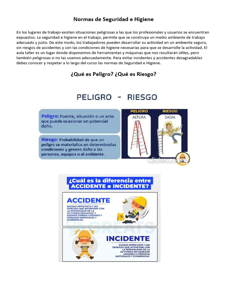 Normas de Seguridad e Higiene | PDF | Casco | Herramientas