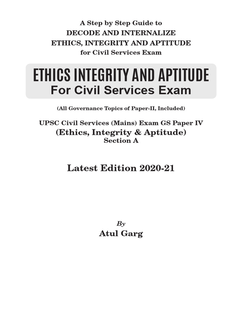 ATUL GARG Ethics Integrity & Aptitude Book 2020 21 | PDF | Morality ...