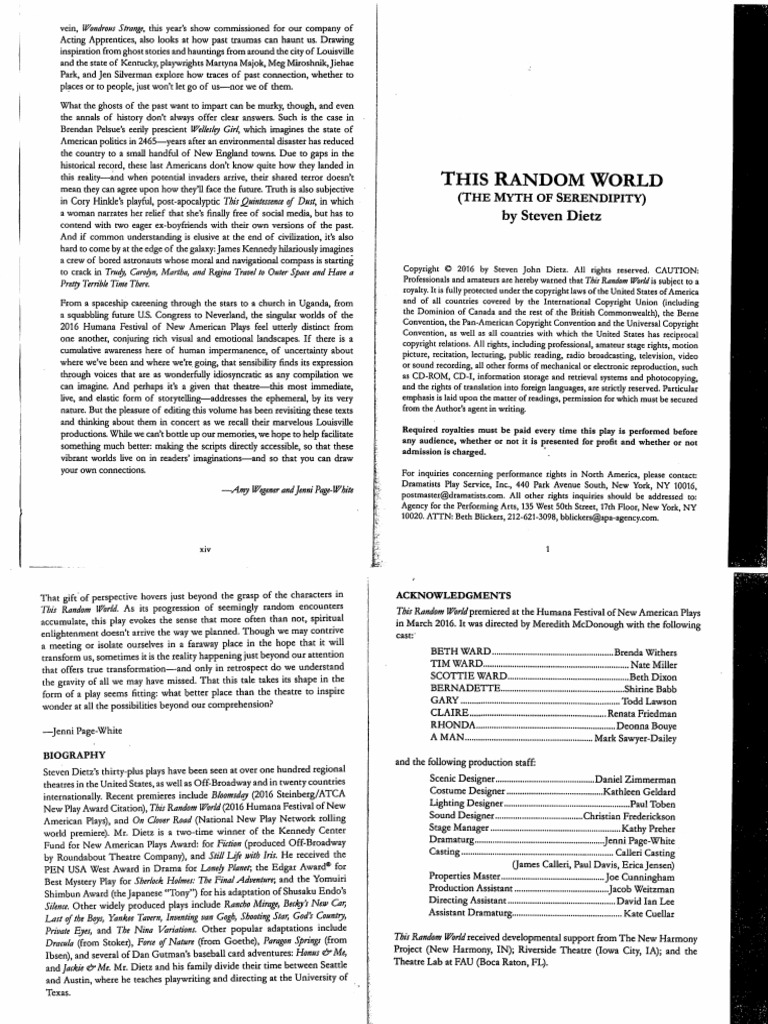 This Random World by Steven Dietz | PDF