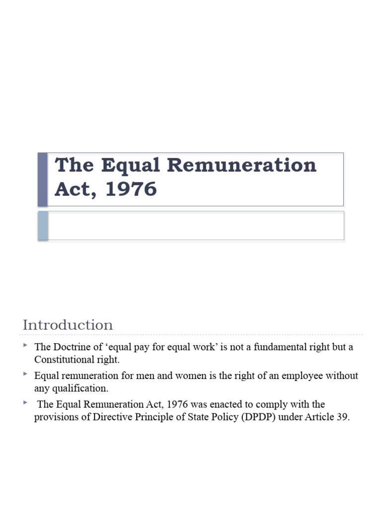 The Equal Remuneration Act, 1976 (2) | PDF | Equal Pay For Equal Work | Employment