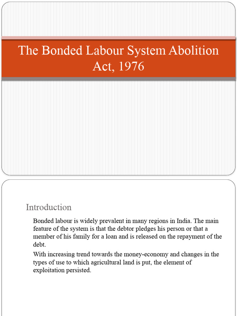 The Bonded Labour System Abolition Act, 1976 (2) (Autosaved) | PDF ...
