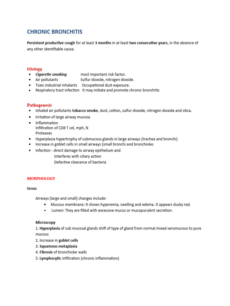 Chronic Bronchitis | PDF | Respiratory Tract | Mucus