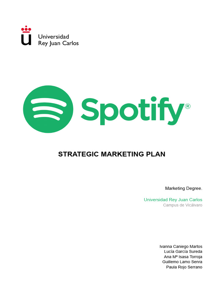 Strategic Marketing Plan Spotify Group 5 | PDF | Spotify | Social Media