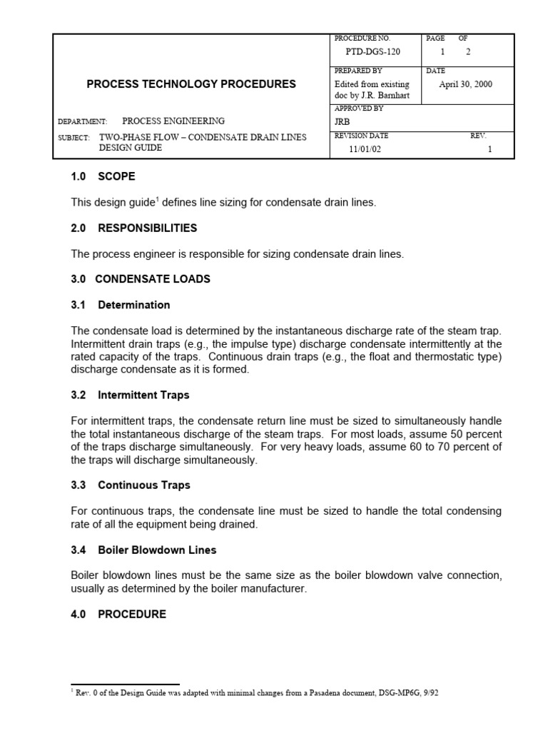 Condensate Drain Line Design Guide | PDF | Boiler | Steam