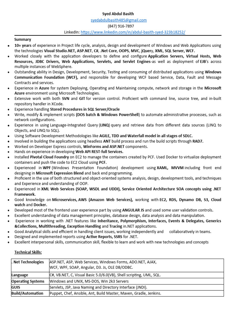 Basith DotNet Developer | PDF | Microsoft Sql Server | World Wide Web