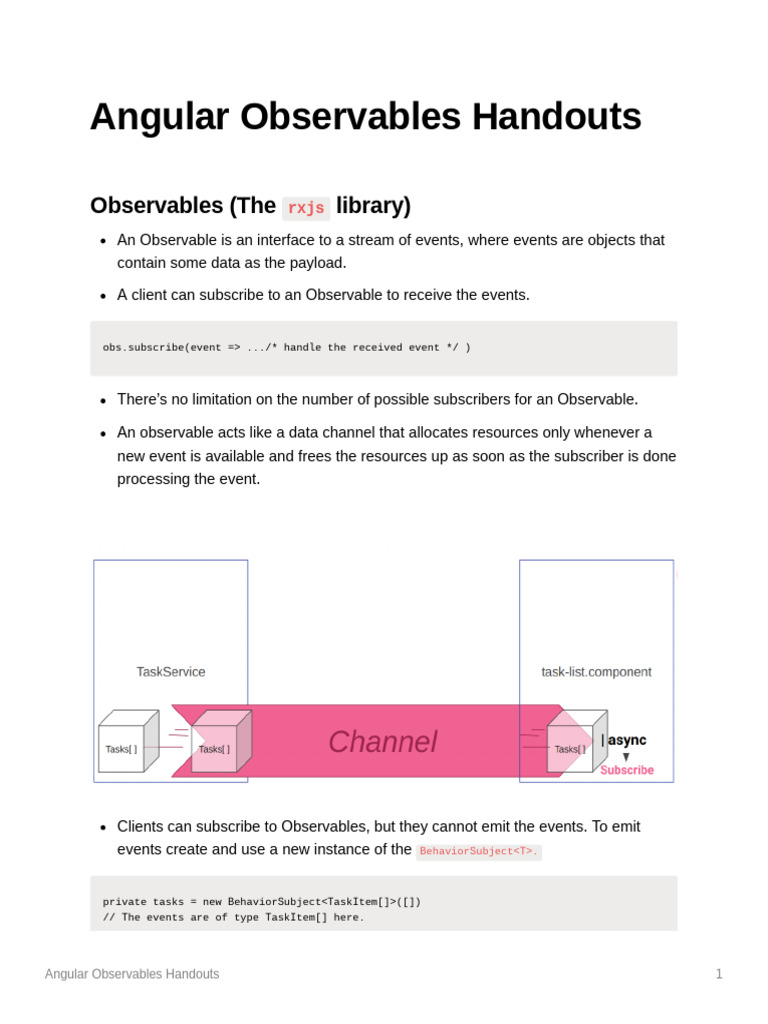 Angular Observables Handouts | PDF