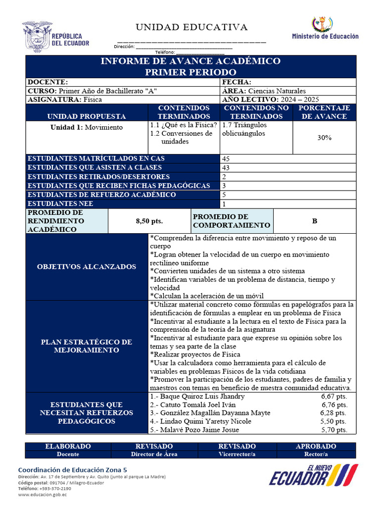 Informe de Avance Académico 2024-2025 - Video | PDF