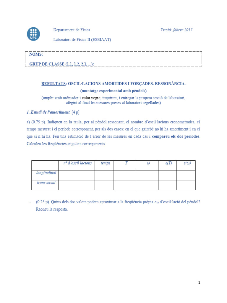 2R Osc - Pendols | PDF