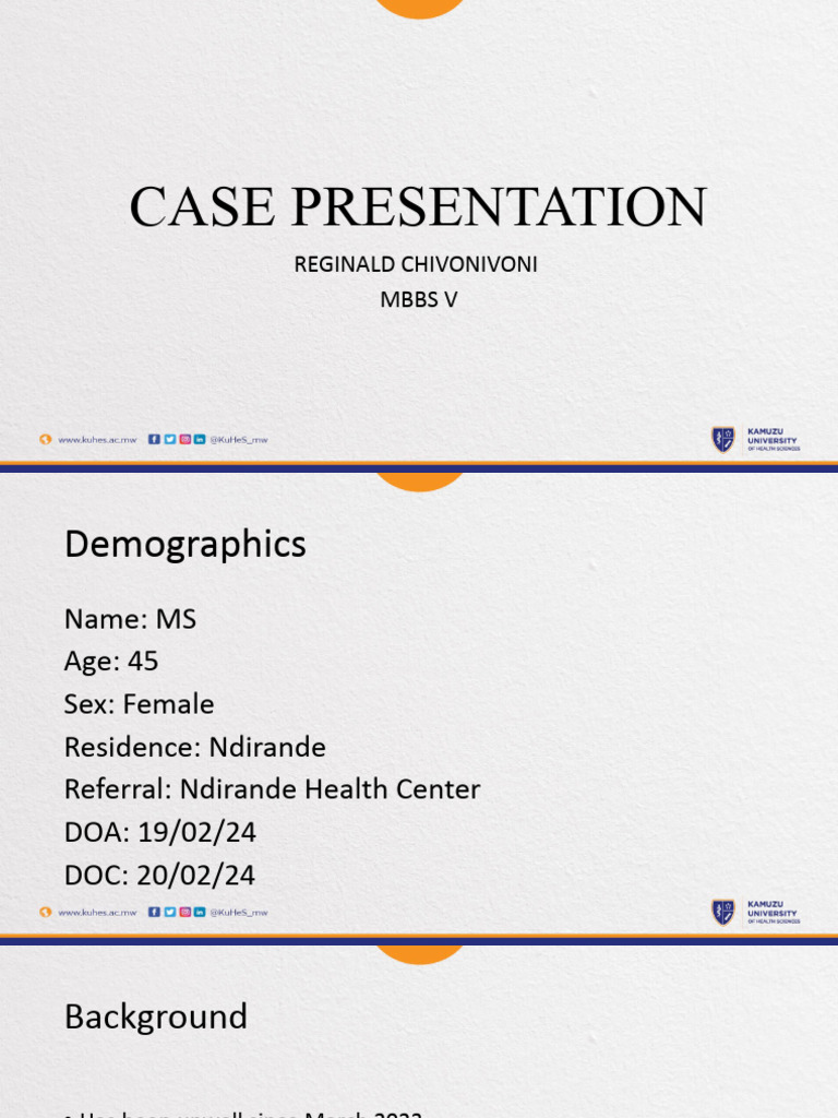 Reginald Chives Case Presentation | PDF | Symptoms And Signs | Human ...