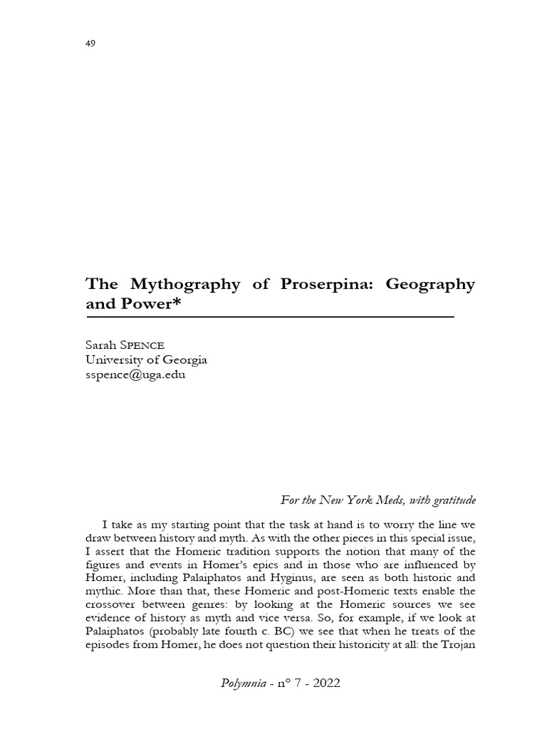 Mythology & Geography in Proserpina | PDF | Persephone | Hades