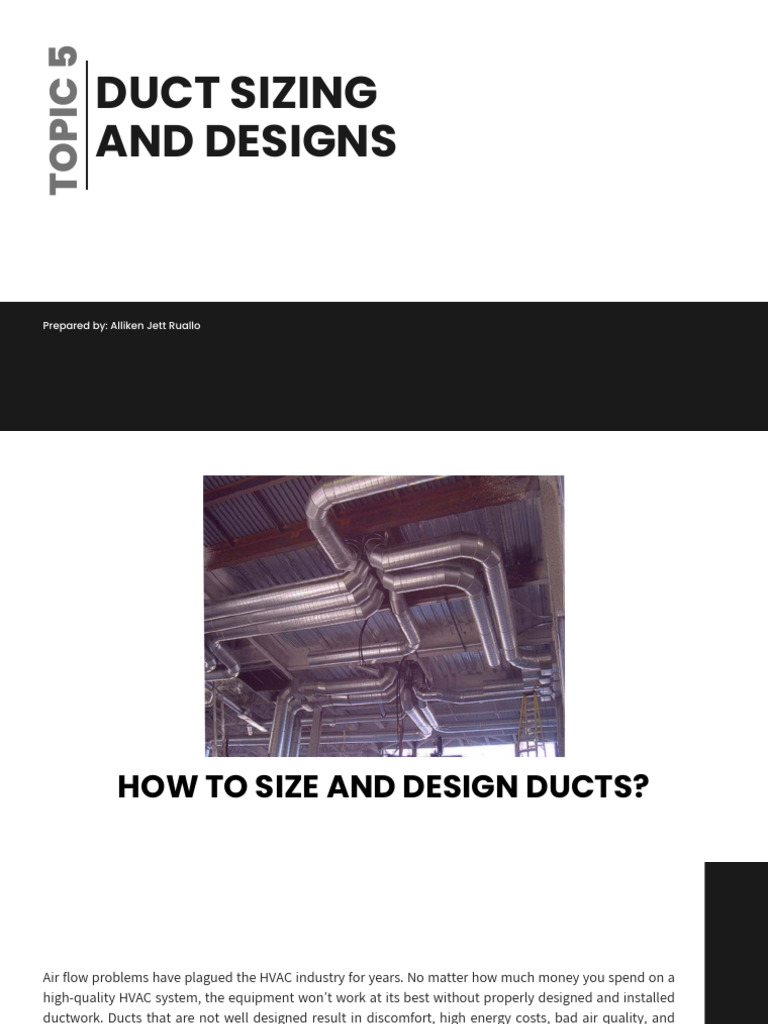Topic 5 Duct Sizing | PDF | Duct (Flow) | Fluid Dynamics