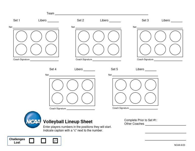 Volleyball Lineup Sheet Template | PDF