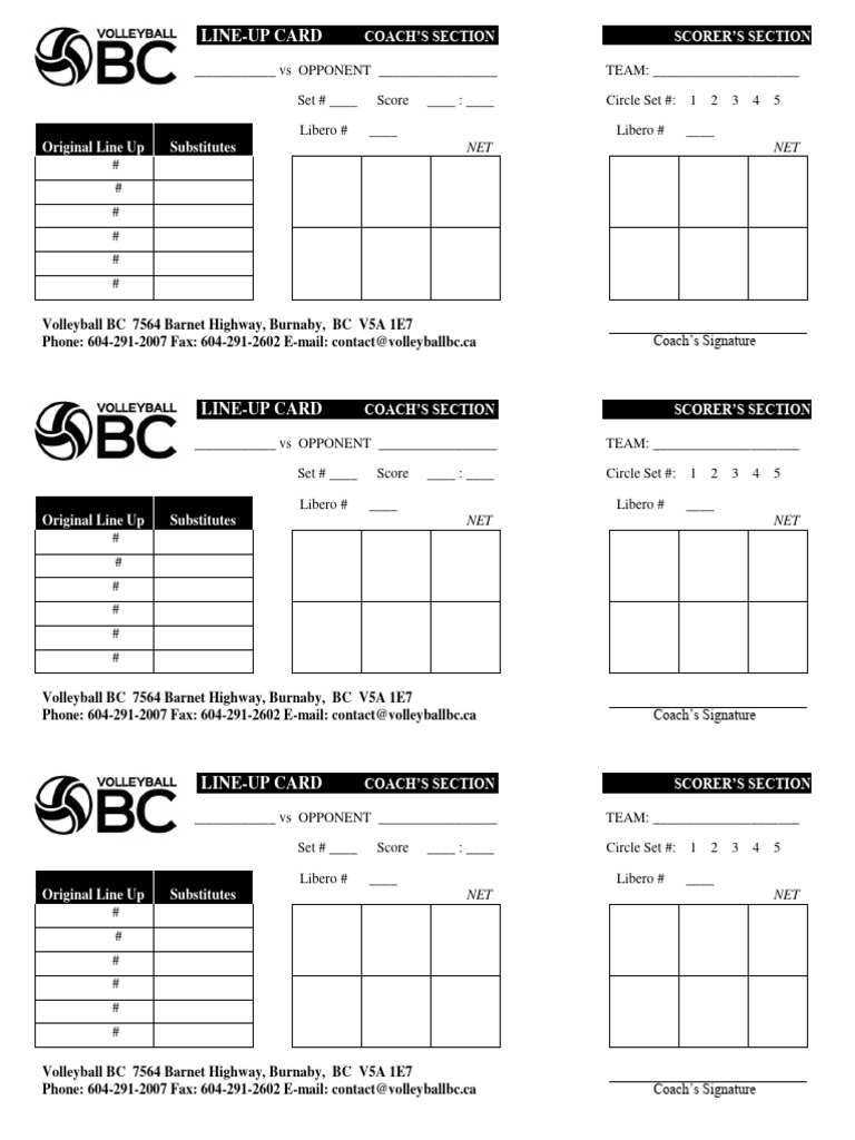 Line Up Card | PDF