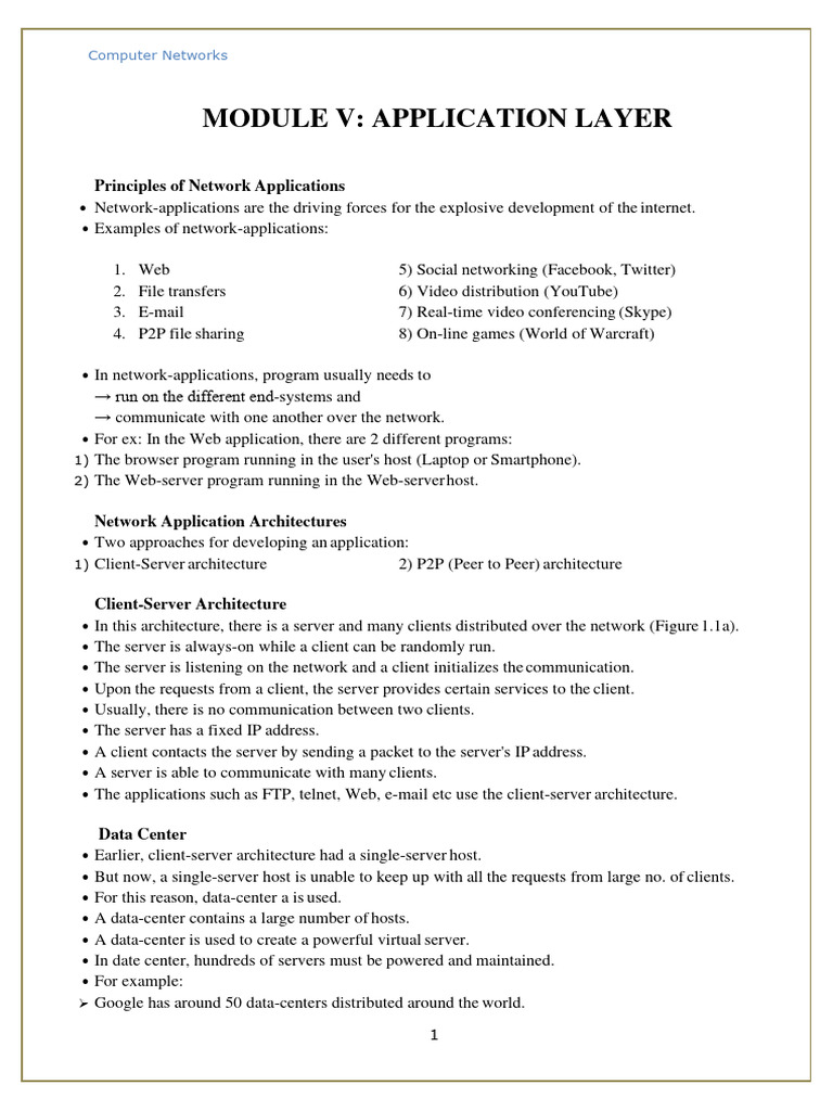 Module-V Application Layer | PDF | Domain Name System | Peer To Peer