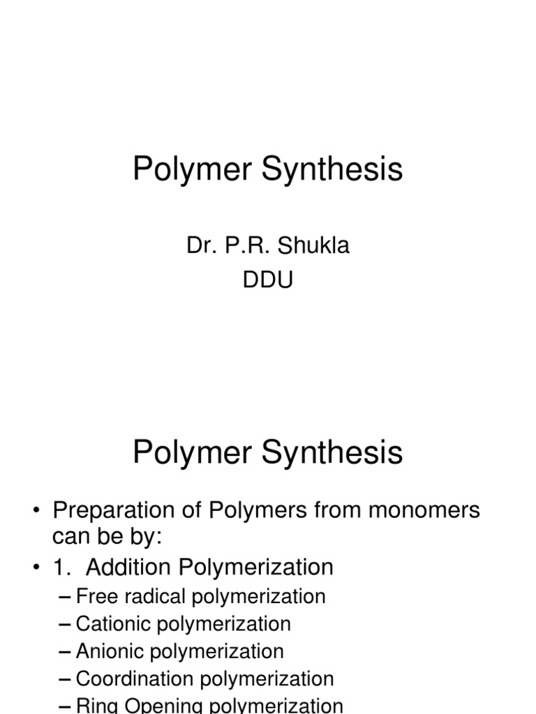 PSE - Polymer Synthesis | PDF | Polymerization | Emulsion