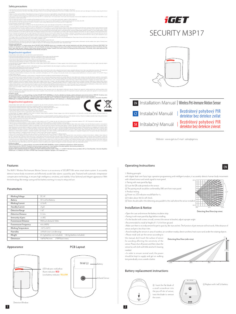 Manual iGET SECURITY M3P17 CZ - SK - EN | PDF