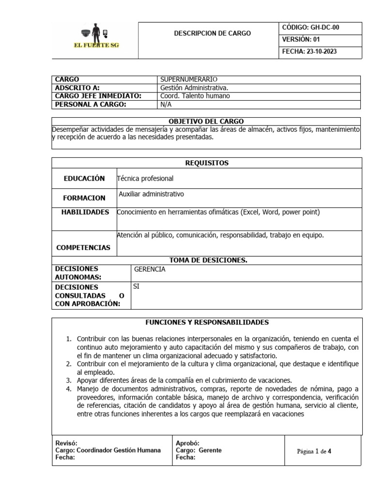 Funciones del Operario Supernumerario | PDF | Business