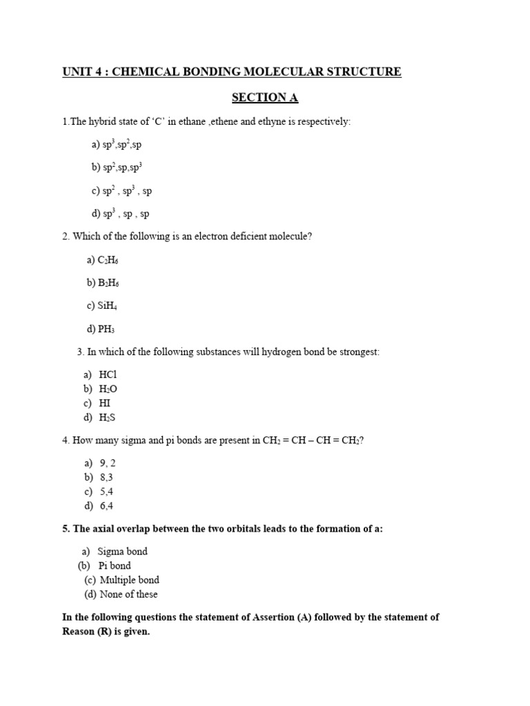Chemical Bonding and Molecular Structure Assignment | PDF | Chemical ...