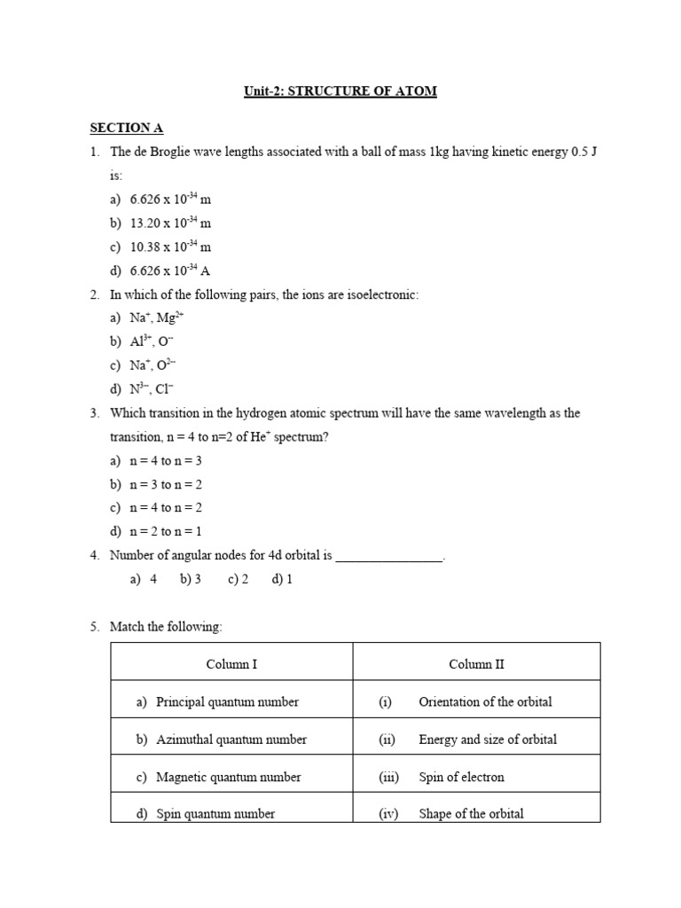 Structure of atom assignment | PDF | Atomic Orbital | Electron