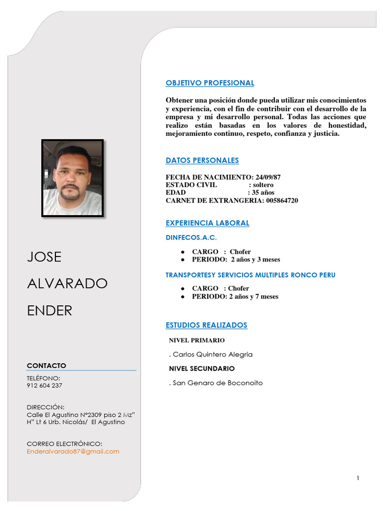 CV Jose Alvarado | PDF