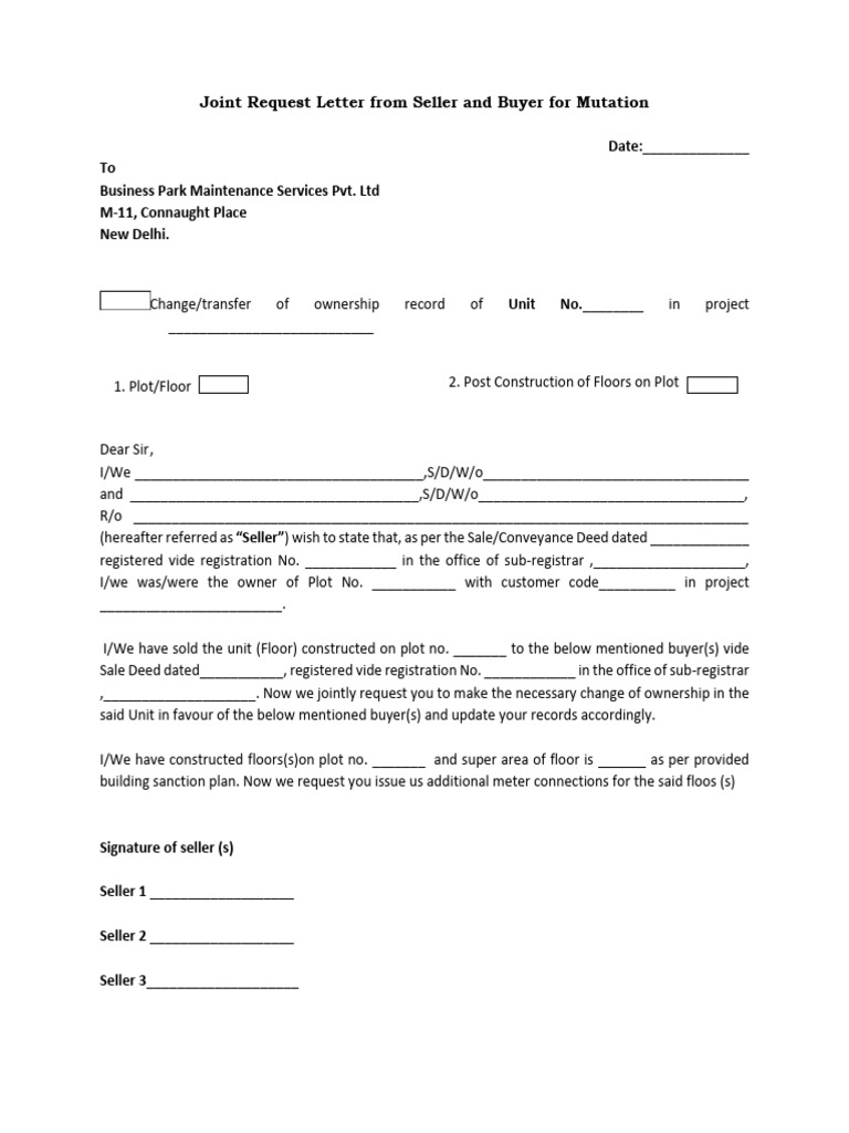 Joint Request for Property Mutation | PDF | Taxes